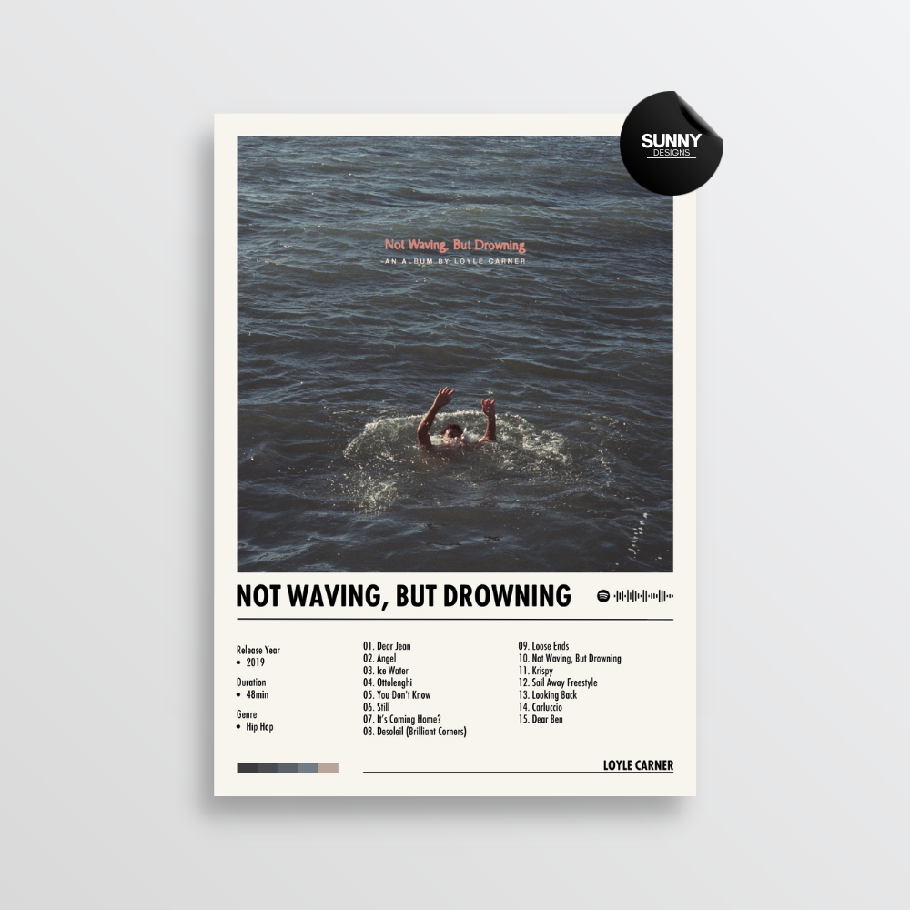 Loyle Carner - Not Waving, But Drowning | Album Cover Poster – Sunny ...