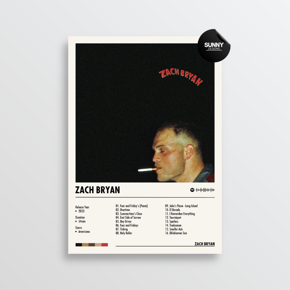 Zach Bryan - Zach Bryan | Album Cover Poster – Sunny Designs Posters