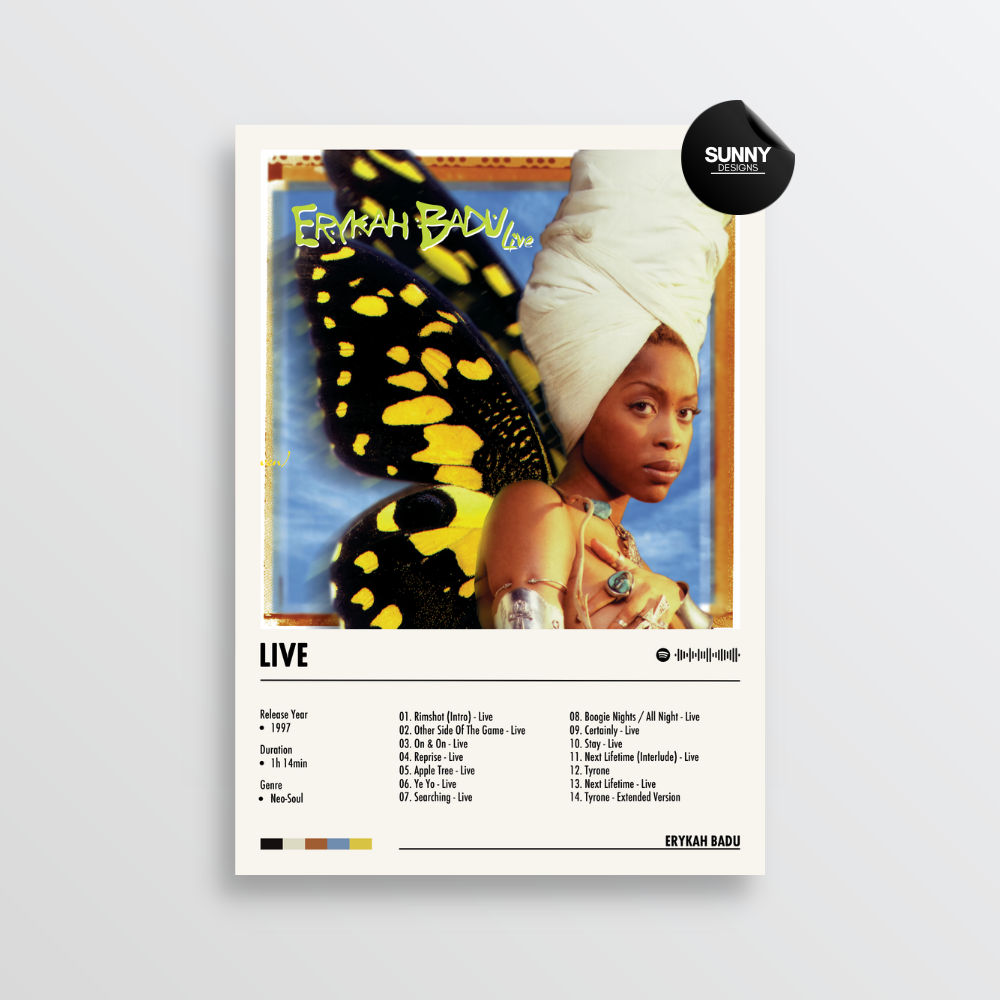 Erykah Badu - Live | Album Cover Poster – Sunny Designs Posters