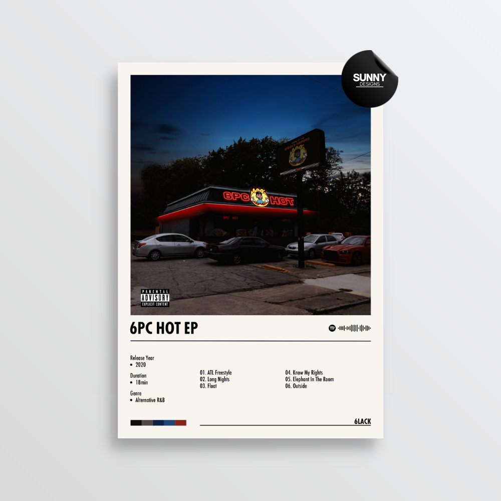 6Lack - 6PC Hot EP | Album Cover Poster – Sunny Designs Posters