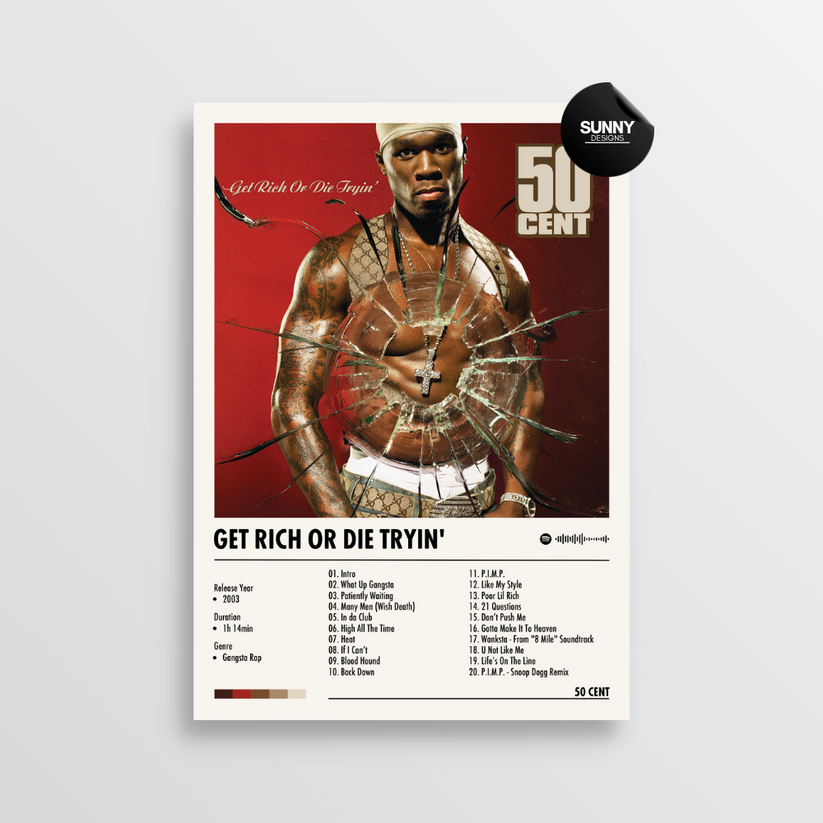 50 Cent - Get Rich or Die Tryin' | Album Cover Poster – Sunny Designs Posters