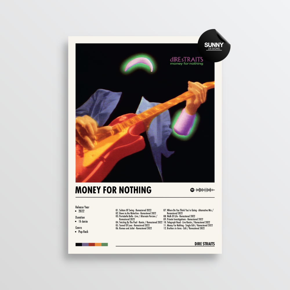 Dire Straits - Money for Nothing | Album Cover Poster – Sunny Designs ...