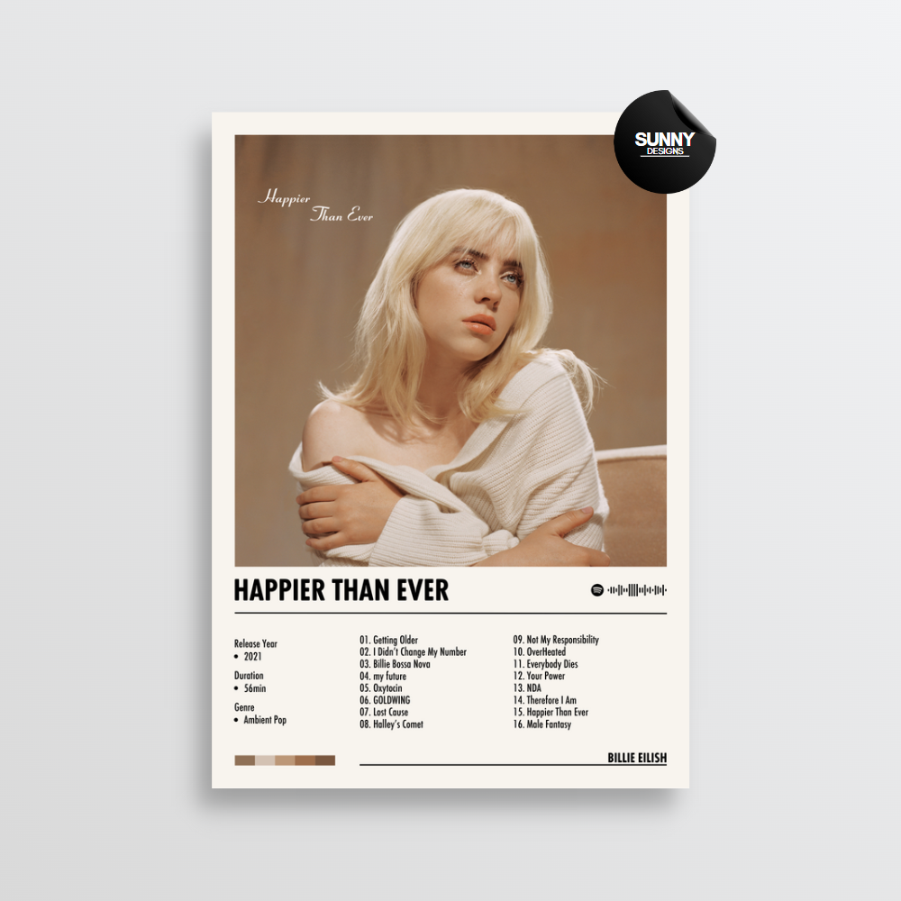 Billie Eilish - Happier Than Ever | Album Cover Poster – Sunny Designs ...