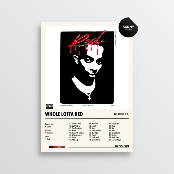 Playboi Carti - Whole Lotta Red | Album Cover Poster – Sunny Designs ...