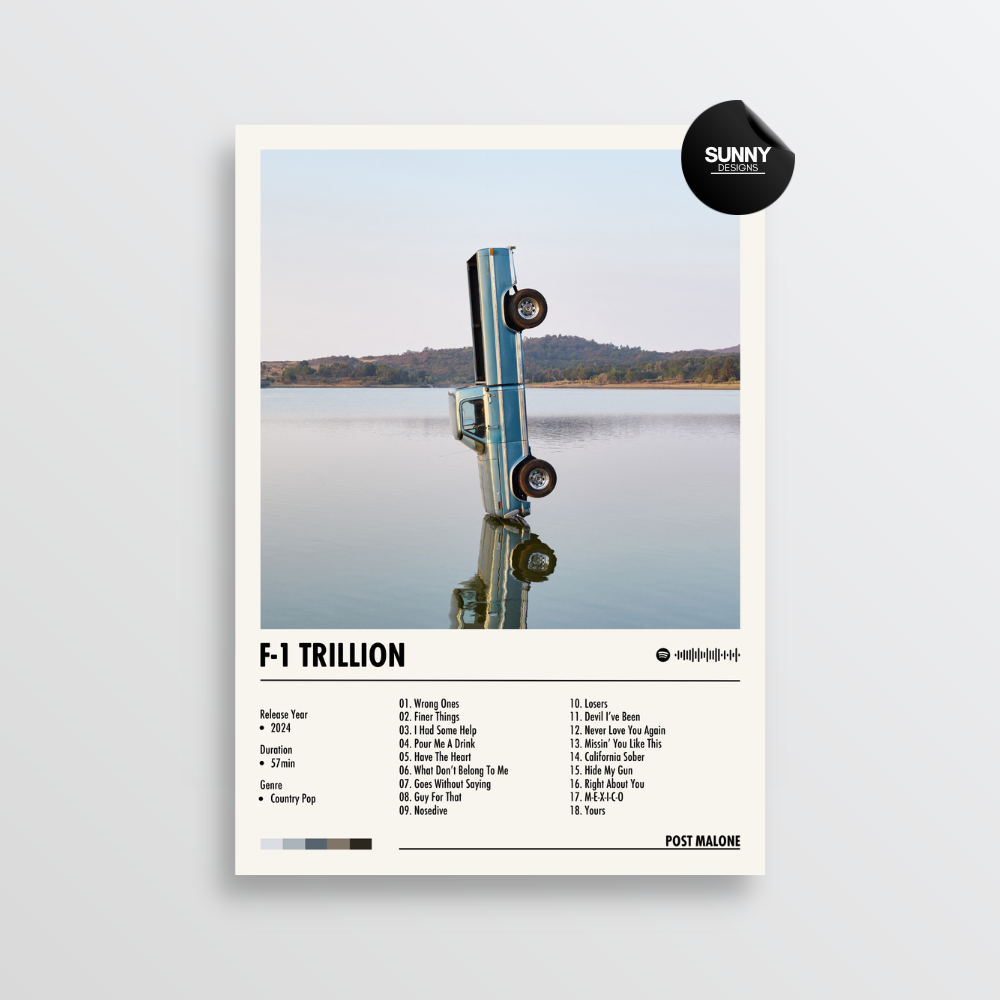 Post Malone - F -1 Trillion | Album Cover Poster – Sunny Designs Posters