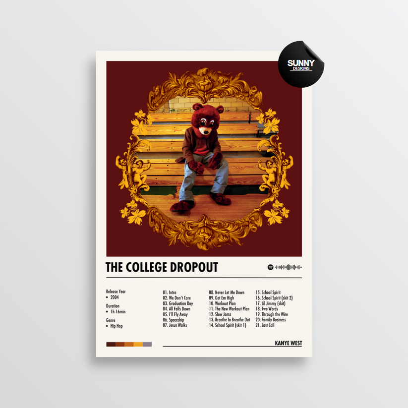 Kanye West - The College Dropout | Album Cover Poster – Sunny Designs ...