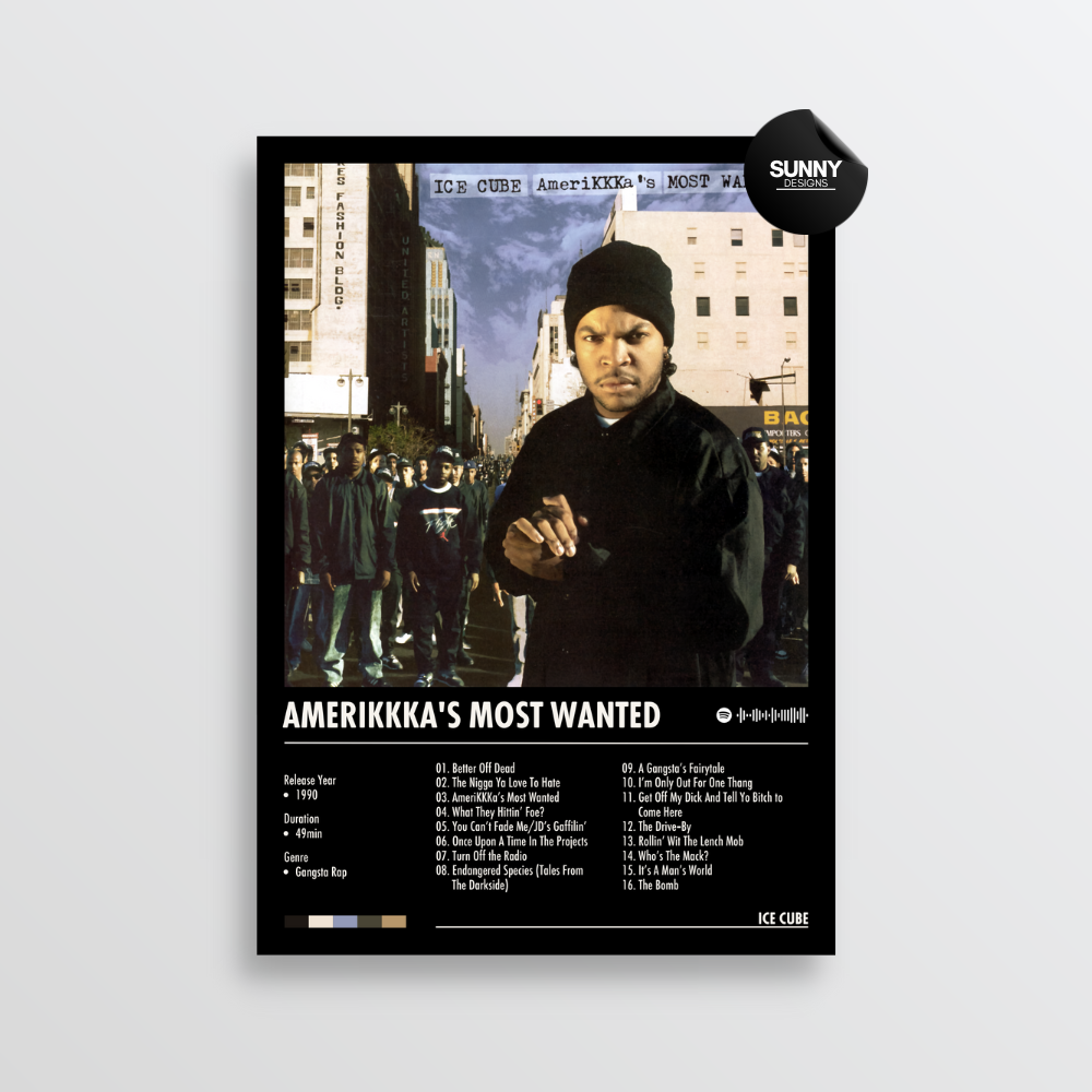 Ice Cube - Amerikkka's Most Wanted | Album Cover Poster – Sunny Designs ...