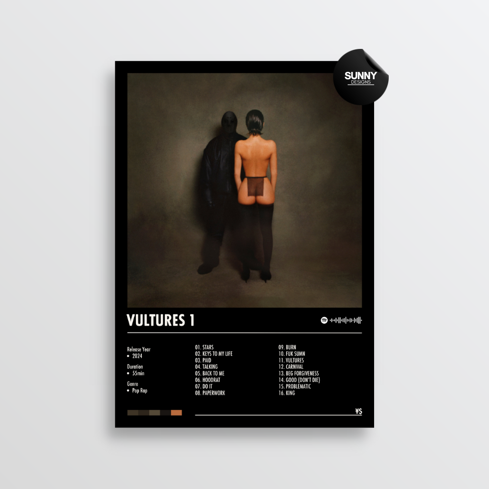 Kanye West & Ty Dolla $ign - VULTURES 1 | Album Cover Poster – Sunny Designs Posters