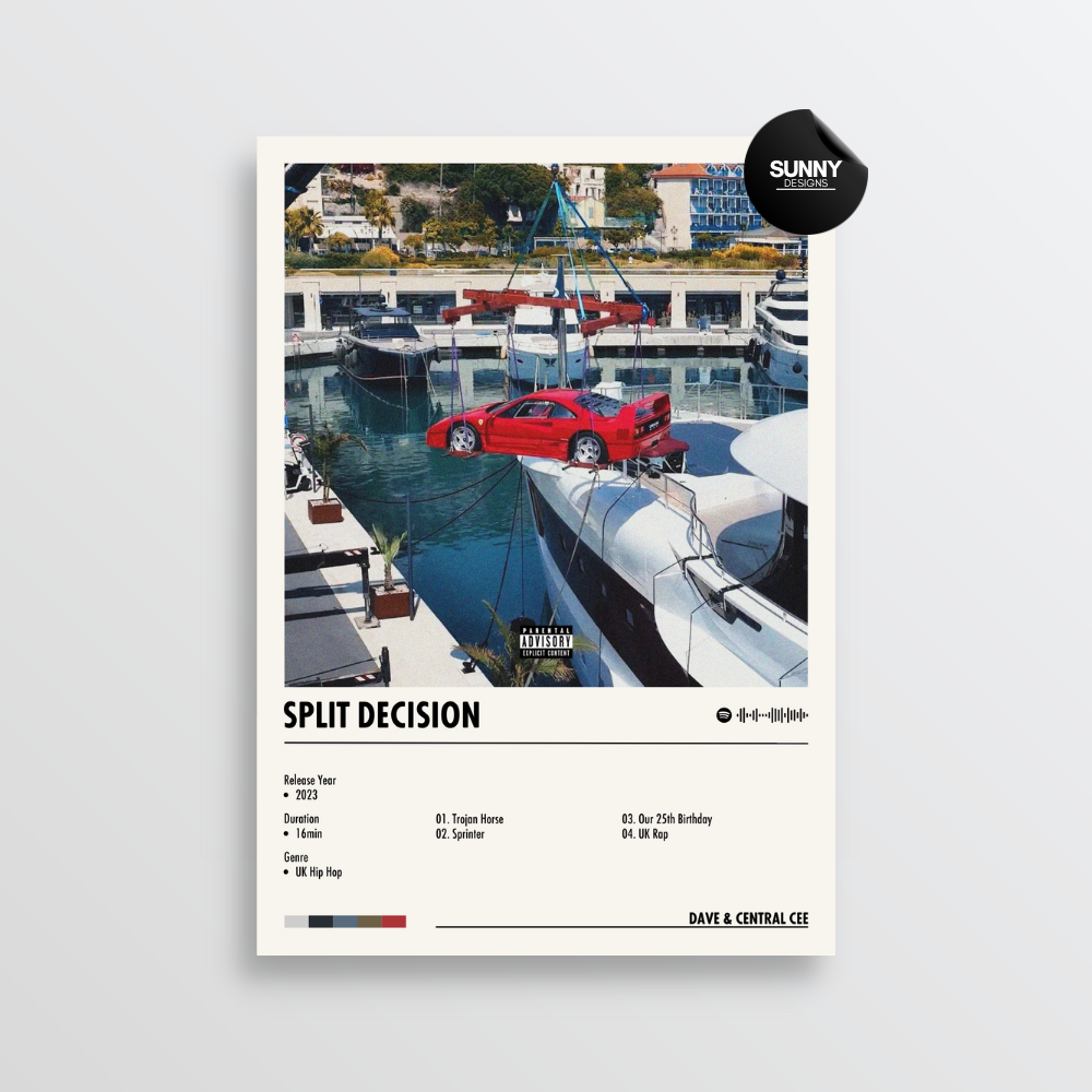 Dave & Central Cee - Split Decision | Album Cover Poster – Sunny ...