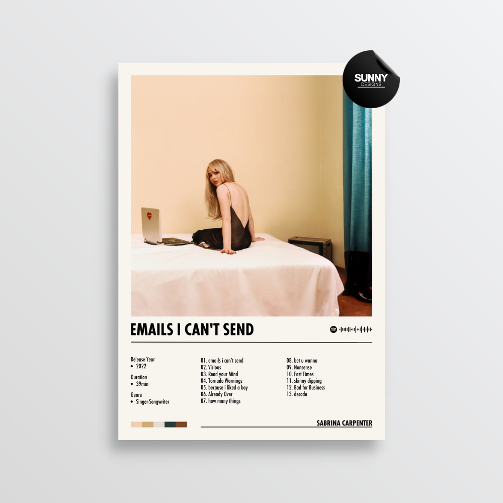 Sabrina Carpenter - Emails I Can't Send | Album Cover Poster – Sunny ...