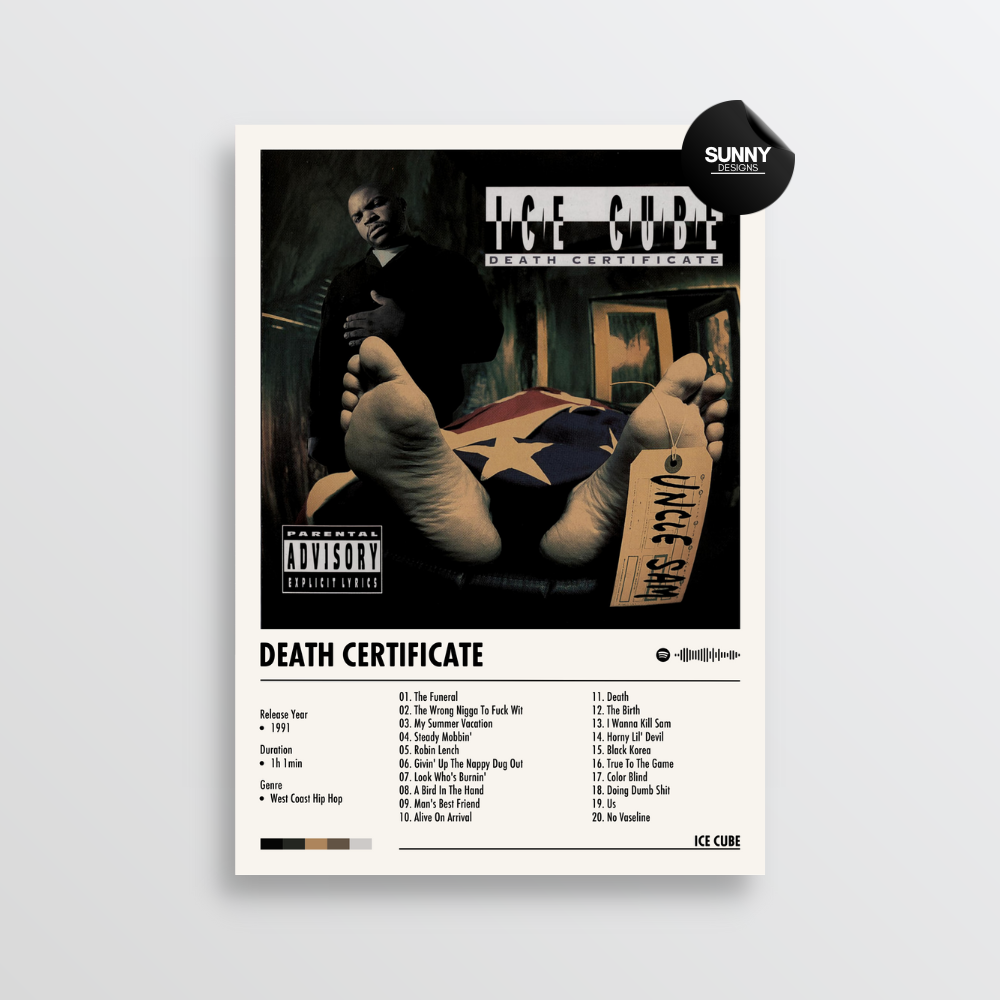 Ice Cube - Death Certificate | Album Cover Poster – Sunny Designs Posters