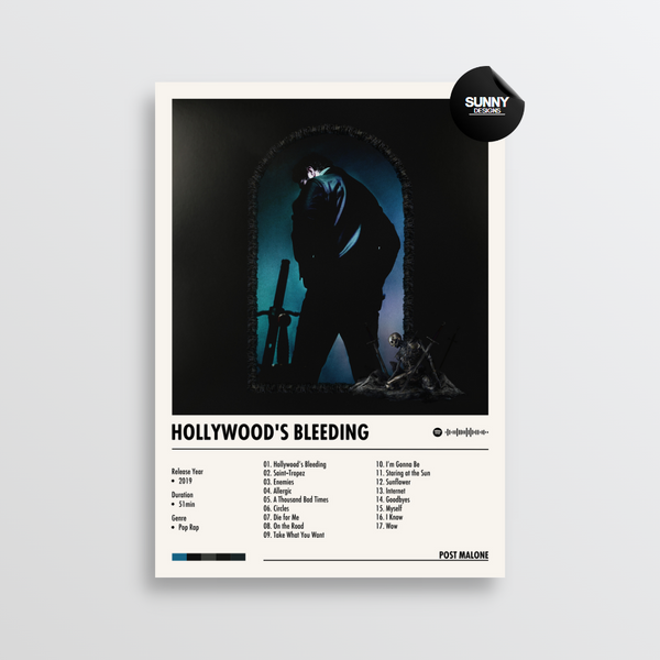 Post Malone - Hollywood's Bleeding | Album Cover Poster – Sunny Designs ...