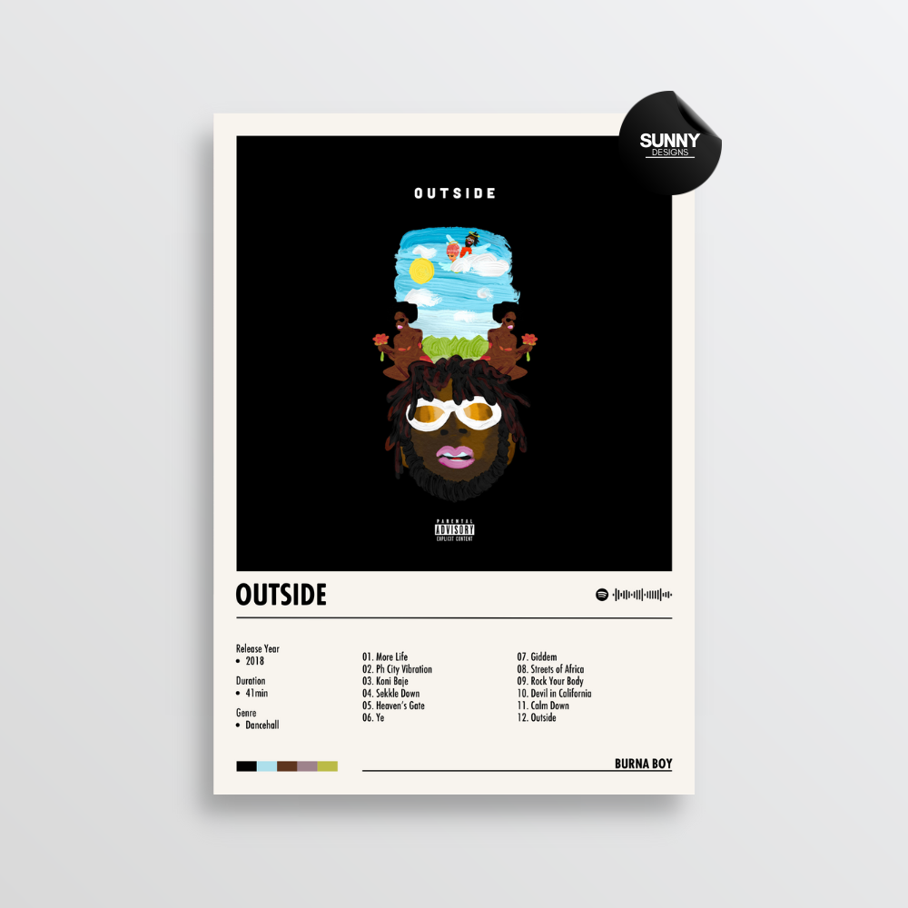 Burna Boy - Outside | Album Cover Poster – Sunny Designs Posters