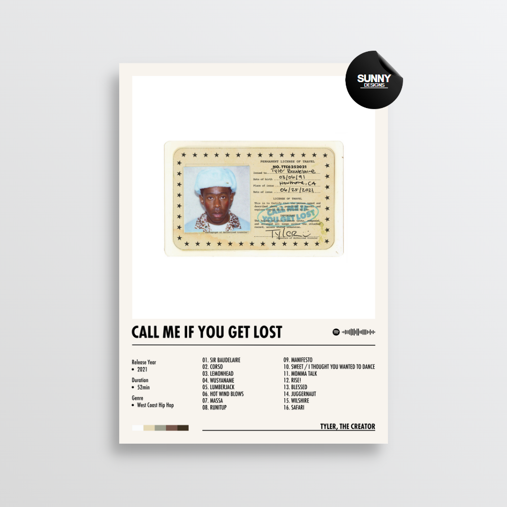 Tyler, the Creator - CALL ME IF YOU GET LOST | Album Cover Poster ...