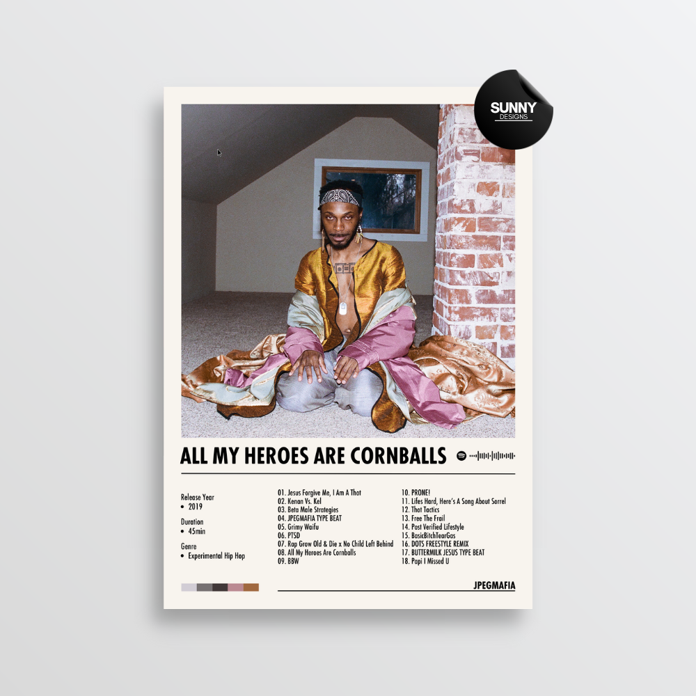 Jpegmafia All My Heroes Are Cornballs Album Cover Poster Sunny Jpegmafia All My Heroes Are Cornballs Album Cover Poster Sunny