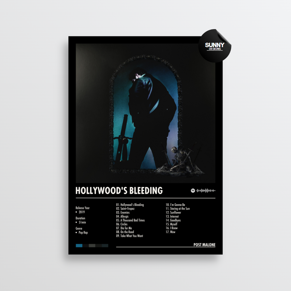 Post Malone - Hollywood's Bleeding | Album Cover Poster – Sunny Designs ...