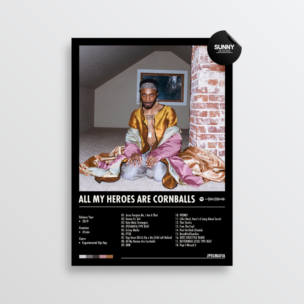 Jpegmafia All My Heroes Are Cornballs Album Cover Poster Sunny Jpegmafia All My Heroes Are Cornballs Album Cover Poster Sunny