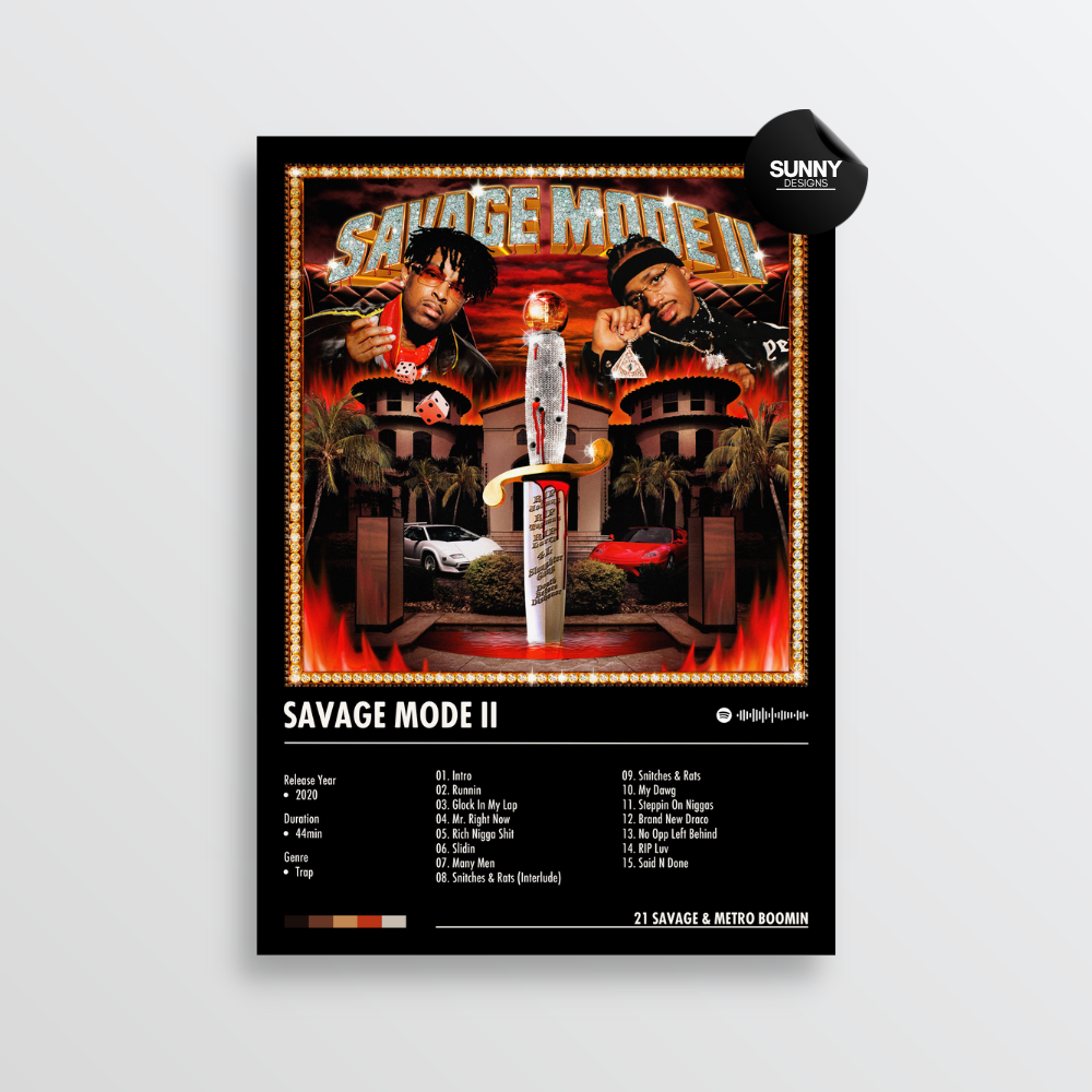 21 Savage & Metro Boomin - SAVAGE MODE II | Album Cover Poster – Sunny ...