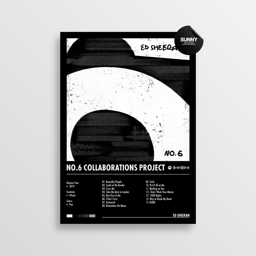 Ed Sheeran - No.6 Collaborations Project | Album Cover Poster – Sunny ...