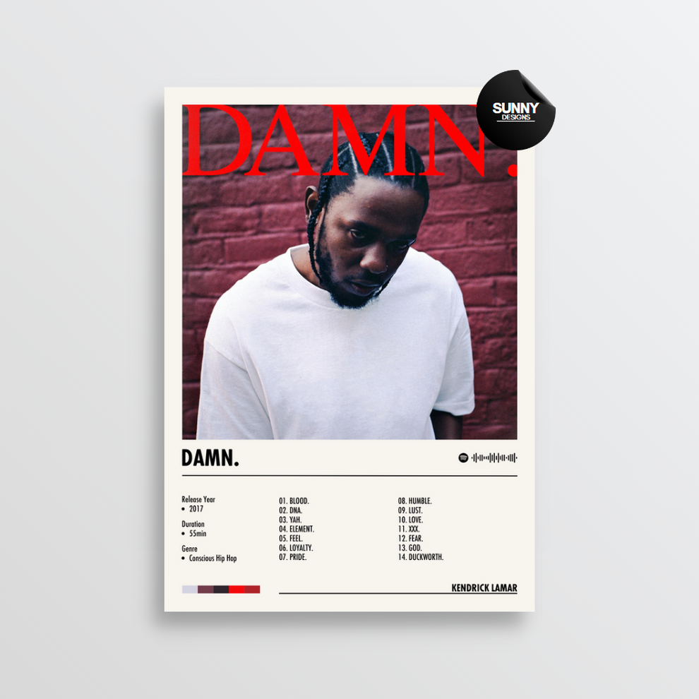 Kendrick Lamar - DAMN. | Album Cover Poster – Sunny Designs Posters